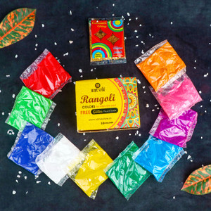 Satvik Rangoli Colors (10 Pc Pouch Pack) Holi Color Powder Pack of 1 ...