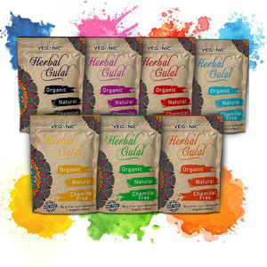 Veganic Organic Holi Colours Combo Pack of 7 (100gm *7)| Non Toxic ...