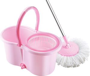 JOYO Spinno Mop Bucket Pink Color with 360 Degree Mop Handle Mop Set ...