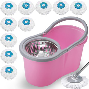 V-MOP Classic Premium Pink Color Steel Magic Spin Mop-No-010 Mop Set ...