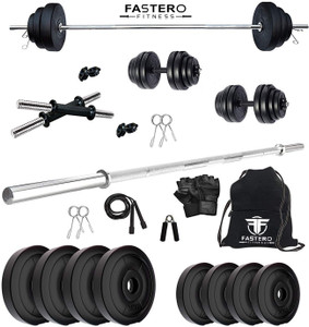 FASTERO FITNESS 30kg dumble 5x4 2.5x4 pvc plate 3ft stade rod ...