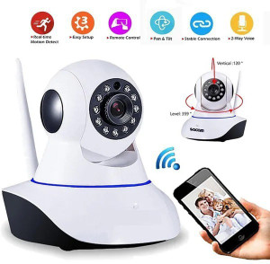 Bzrqx Double Antenna Auto-Rotating Night Vision Mobile HD CCTV Wifi ...