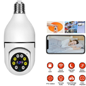Bzrqx PTZ Bulb Home Smart Live View Camera Mobile App WiFi IR Night ...