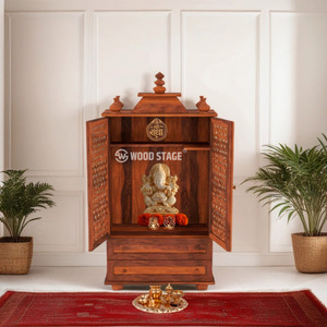WOODSTAGE Solid Sheesham Wood Tample Natural Finish Solid Wood Home ...