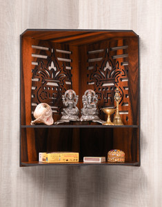 Zuper Premium Wooden Kalash Carved Pattern Devghar, Set-Top Box Stand ...