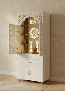 The Wooden Factory Modern Wooden Home Mandir with LED Lighting ...