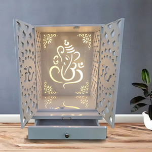 Online Mandir Store Water & Fire Resistant WPC Home Temple with Drawer ...
