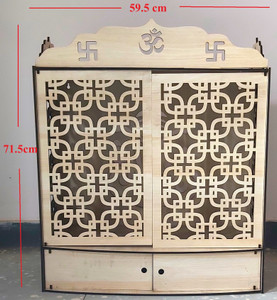 APEX INDUSTRIES Wooden Mandir with cut design doors, side walls and ...