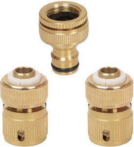 HOKiPO Heavy Duty Brass Tap Adapter and 1/2" Brass Garden Hose Quick ...