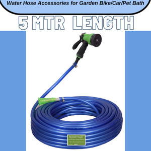 DKCRAFTTOUCH 16 Feet Length Blue Color Water Hose with 8 Mode Gun For ...