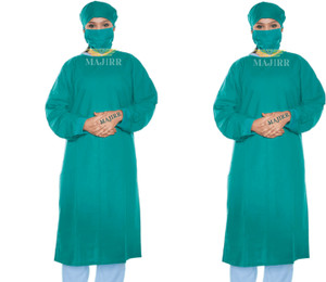MAJIRR Doctor/Surgeon Reusable OT Gown with Cap & Mask Green Universal ...