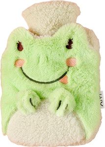 WISHKEY Hot Water Bag with Cute Animal Theme Frog Soft Cover for Pain ...
