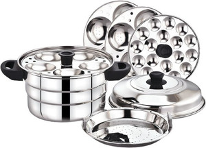 DIAMOND Steamer Pot/ 3 plates 13 Idlis, 1 Mini Idli Plate 18 Idlis, And ...