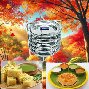 TENNYSON STAINLESS STEEL DHOKLA STAND / THATTU IDLY PLATES 5 Induction ...