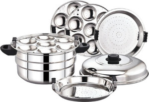 DIAMOND Steamer Pot/ 3 plates 21 Idlis, 1 Mini Idli Plate 20 Idlis, And ...