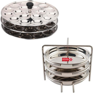 Usha Shriram 2 Pack Stainless Steel Idli & Dhokla Maker Set-54 Idlis ...