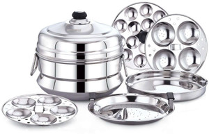 DIAMOND Steamer Pot/ 2 plates 9 Idlis, 1 Mini Idli Plate 18 Idlis, And ...