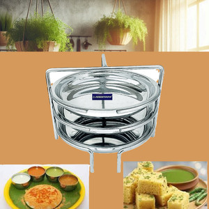 TENNYSON STAINLESS STEEL DHOKLA STAND / THATTU IDLY PLATES 3 Induction ...