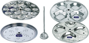 TENNYSON STAINLESS STEEL IDLY PLATES 4 WITH SHAPED IDLIES Induction ...