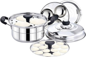 DIAMOND Steamer Pot/ 2 plates 6 Idlis, 1 Mini Idli Plate 15 Idlis, And ...
