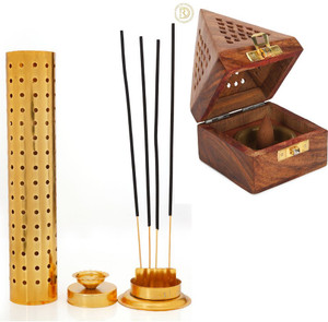 DigiRake Dhoop + Agarbatti Stand (Gold Colour) Combo, Sambrani Holder ...