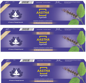 PATANJALI AASTHA PATCHOULI AGARBATTI INCENSE STICK 75G PACK OF 3 Get ...