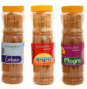 Arovedika LOBAN,VANDANA,MOGRA 3 BOX WHITE AGARBATTI(250GM PER BOX)WHITE ...