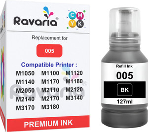 Ravaria 005 Compatible Black Ink For EcoTank Printers Black Ink Bottle ...