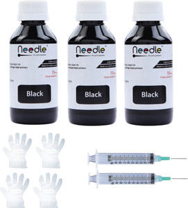Needle 3x100 gms Ink Refill for Cartridge Printers Black Ink Bottle ...