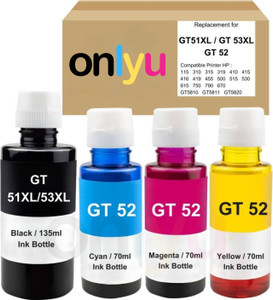 OnlyU GT51XL/53XL and GT 52 Refill Ink for HP Inktank + Smart Tank ...