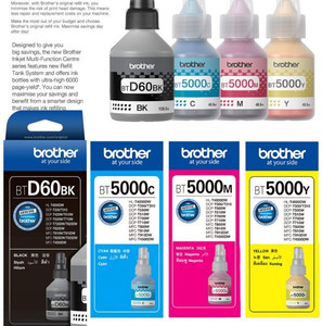 brother BTD60BK, BT5000C , BT5000M, BT5000Y INK Black + Tri Color Combo ...