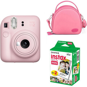 FUJIFILM Instax mini 12 Blossom Pink Camera with pink shell bag and 20 ...