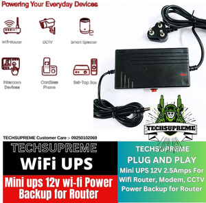 TechSupreme Mini UPS 12V 2.5Amps For Wifi Router, Modem, CCTV Power ...