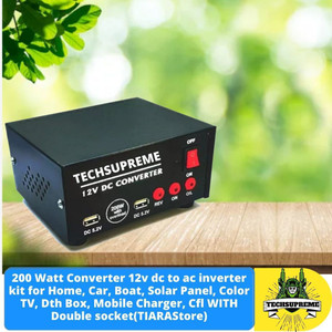TechSupreme 200W 12V DC to 220 AC Converter with Dual USB & Double ...