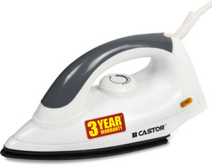 CASTOR TEMP Iron with Non-Stick PTFE Base, Adjustable 1000 W Dry Iron ...