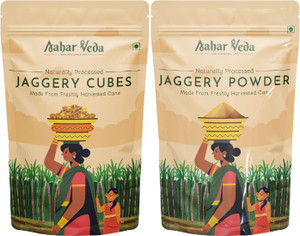 Aaharveda Jaggery Cubes & Jaggery Powder - 800g |Chemical Free| 100% ...
