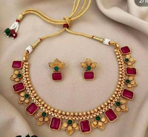 FAMEGLAM Copper Gold, Copper, Green, Ruby Red Jewellery Set Price in ...