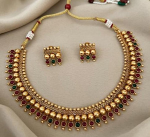 SUNDHA CREATION Copper, Alloy Gold-plated Gold Jewellery Set Price in ...