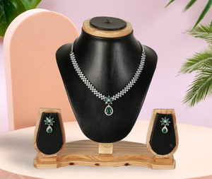 GEMRON JEWEL Brass Rhodium Green Jewellery Set Price in India - Buy ...