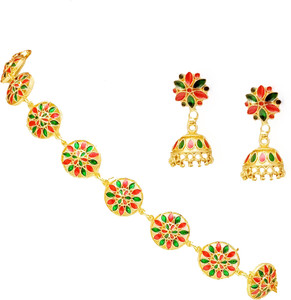 balaji gold Copper Gold-plated Red, Green Jewellery Set Price in India ...
