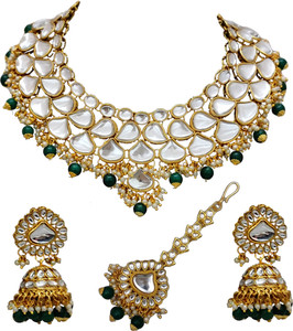 DIYA JEWELLERY Metal Gold-plated Green Jewellery Set Price in India ...
