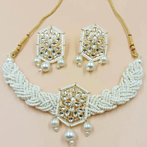 Padak Jewels Alloy Gold-plated White Jewellery Set Price in India - Buy ...