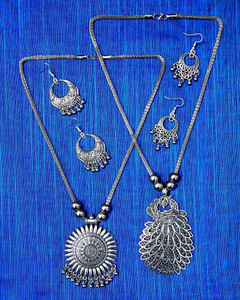 Maity Mitra Oxidised Silver Silver Silver Jewellery Set Price in India ...