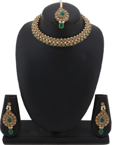 Purple stone Alloy Gold-plated Green Jewellery Set Price in India - Buy ...