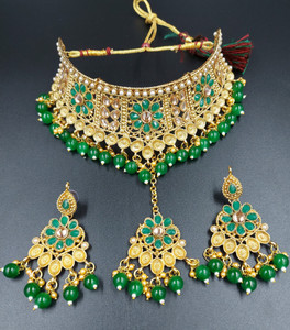 RD IMMITATION Alloy Gold-plated Green Jewellery Set Price in India ...