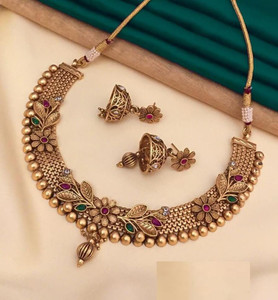 SUNDHA CREATION Copper Gold-plated Gold Jewellery Set Price in India ...