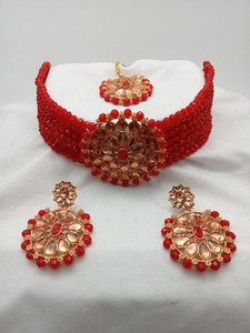RANUJA PRODUCT Copper Gold-plated Red Jewellery Set Price in India ...