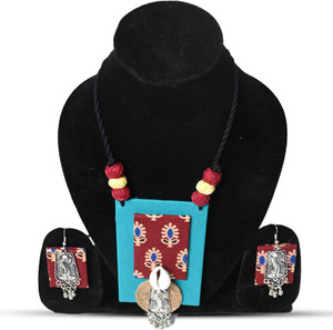 bangla canvas Fabric Blue Jewellery Set Price in India - Buy bangla ...