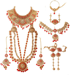 DULHAN SET Shell Gold-plated Red Jewellery Set Price in India - Buy ...