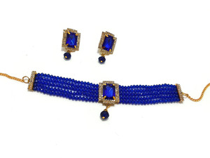 tanish trends Crystal Gold-plated Blue Jewellery Set Price in India ...